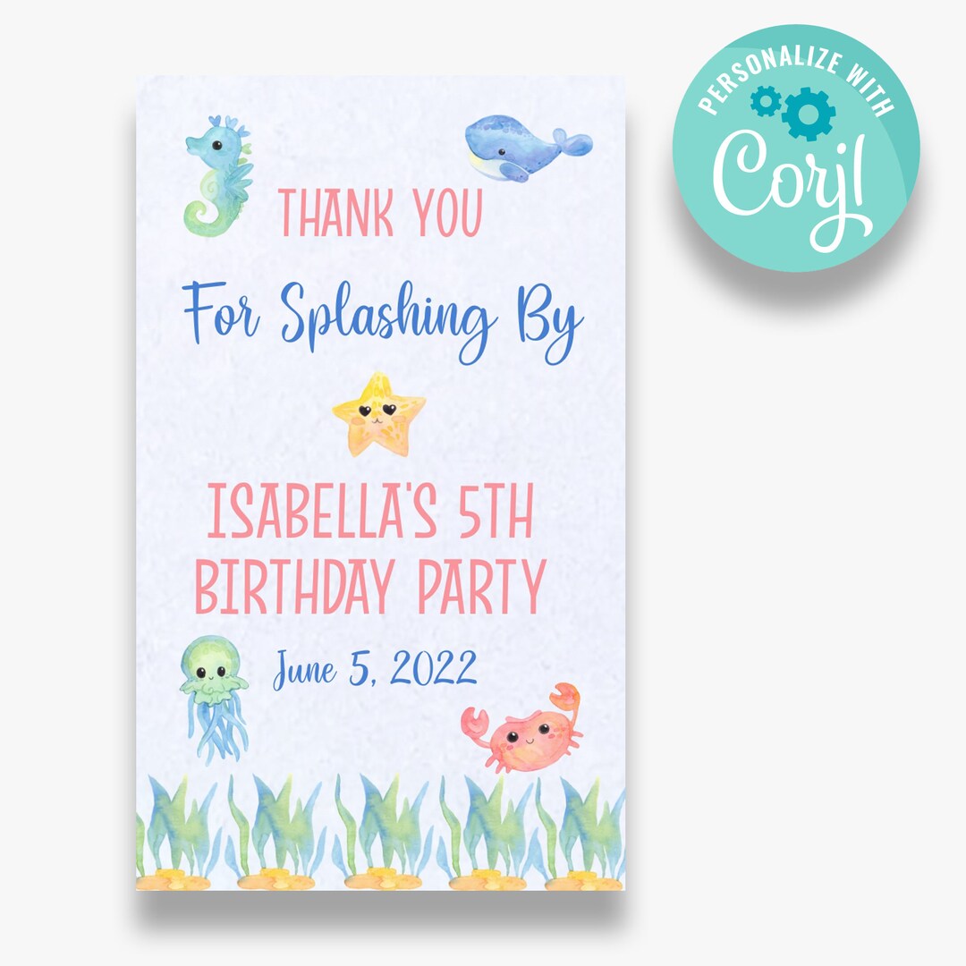 INSTANT DOWNLOAD | EDITABLE Under the Sea Kid's Birthday Favor Tags ...