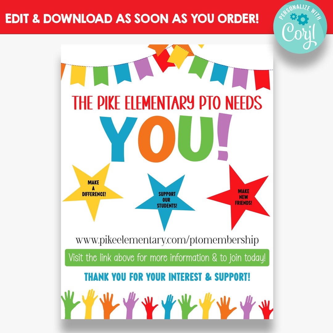 EDITABLE PTO Recruitment Flyer | the Pto Needs You Flyer With Website ...