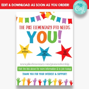 EDITABLE PTO Recruitment Flyer | the Pto Needs You Flyer With Website ...