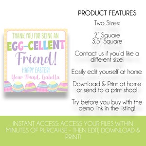 EDITABLE Thank You for Being an Egg-cellent Friend Gift Tags ...