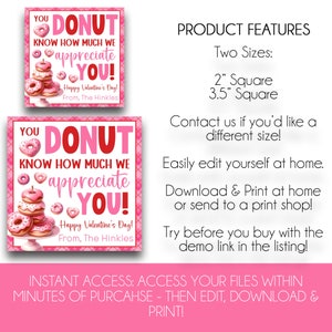 EDITABLE Donut Valentine's Day Appreciation Tag | You Donut Know How ...