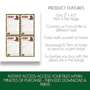 EDITABLE Army Survival Kit Tag | Army Deployment Gift Idea | Military ...