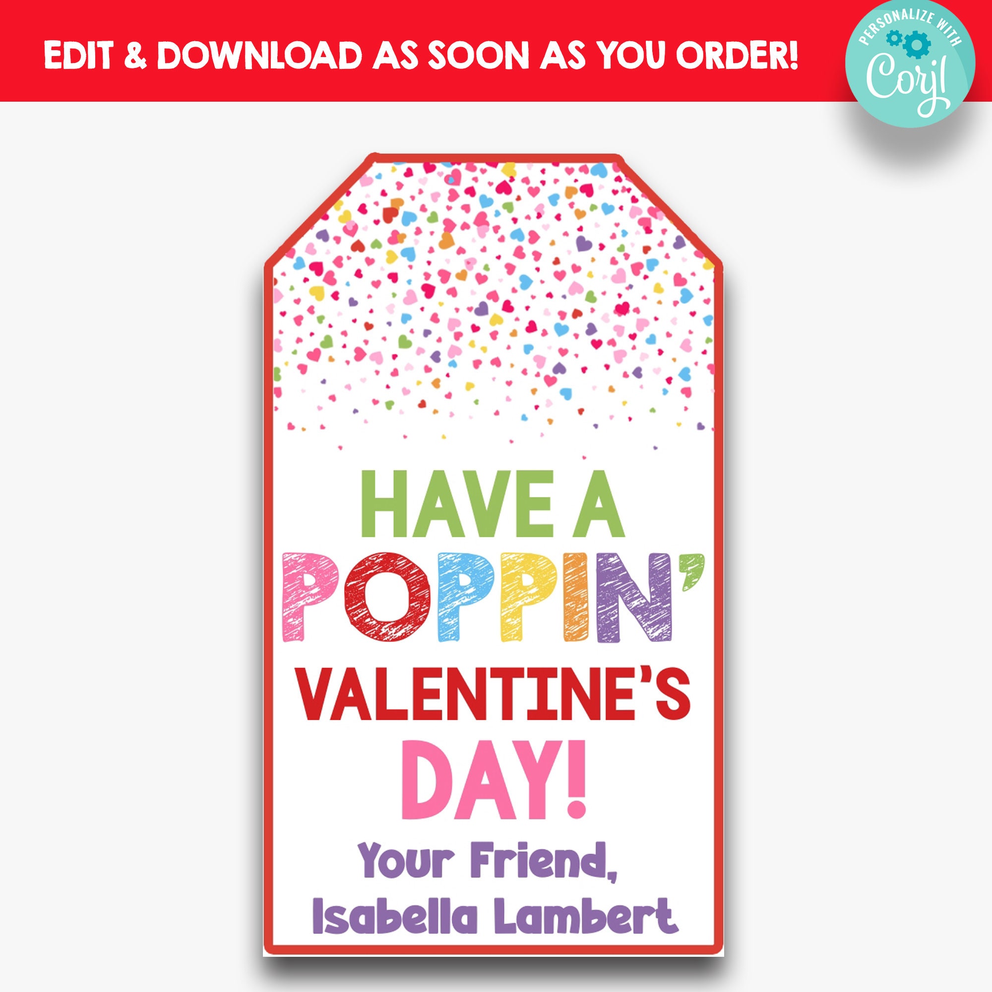 EDITABLE Have a Poppin' Valentine's Day Treat Bag Tags | Pop Fidget ...