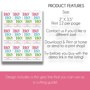 EDITABLE Ho Ho Ho Retro Merry Christmas Gift Tags | Editable Christmas ...