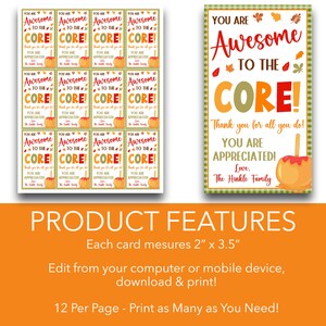 EDITABLE You Are Awesome to the Core Caramel Apple Gift Tag | Rectangle ...
