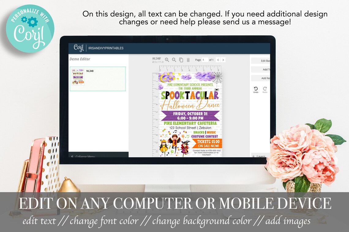 EDITABLE Spooktacular Halloween Dance Flyer With Tickets | School ...