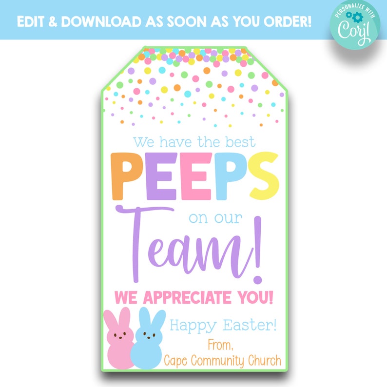 EDITABLE We Have the Best Peeps on Our Team Easter Appreciation Gift ...