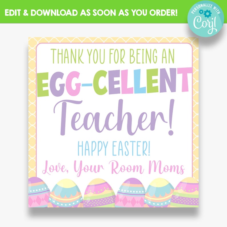 EDITABLE Thank You for Being an Egg-cellent Teacher Gift Tags - Etsy