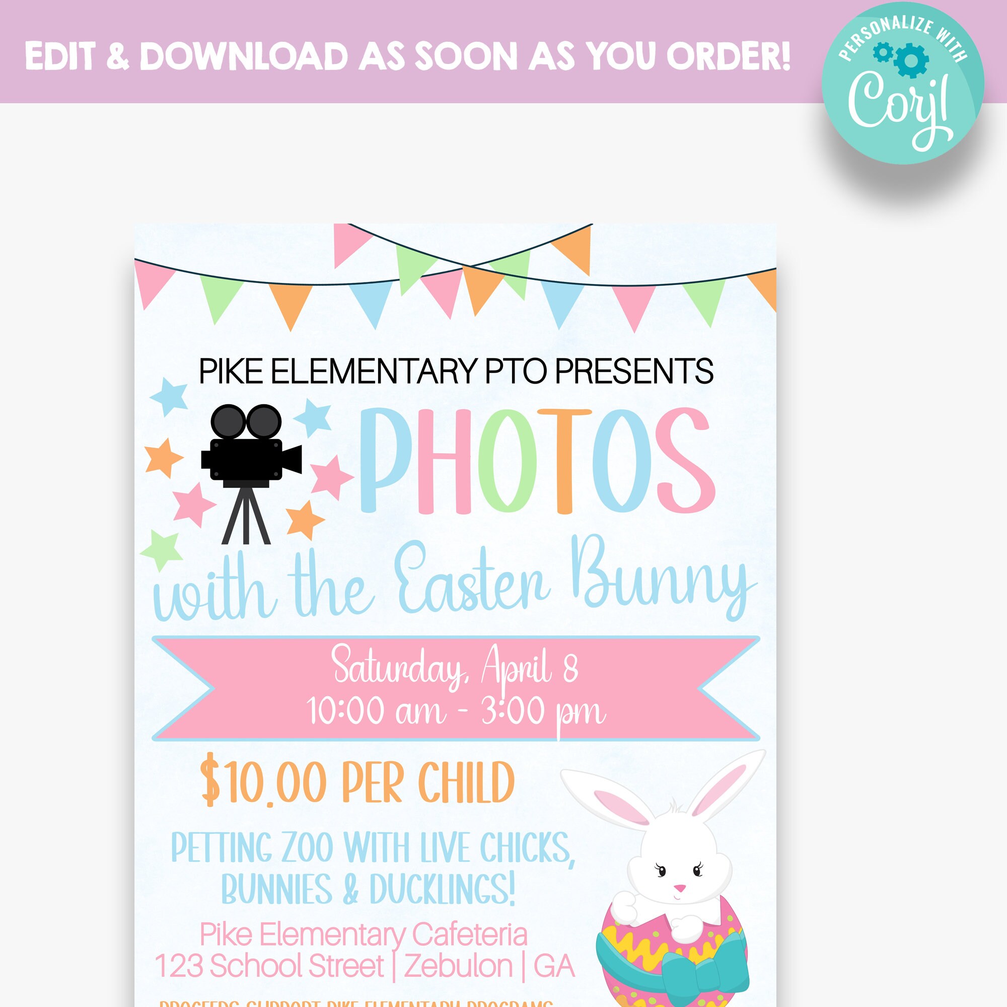 EDITABLE Photos With the Easter Bunny Flyer Printable Easter - Etsy