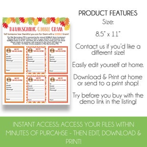 EDITABLE Thanksgiving Gobble Gram Flyer | Candy Gram Fundraiser ...