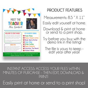Buy EDITABLE Meet the Teacher Template | Bright Meet the Teacher Back ...