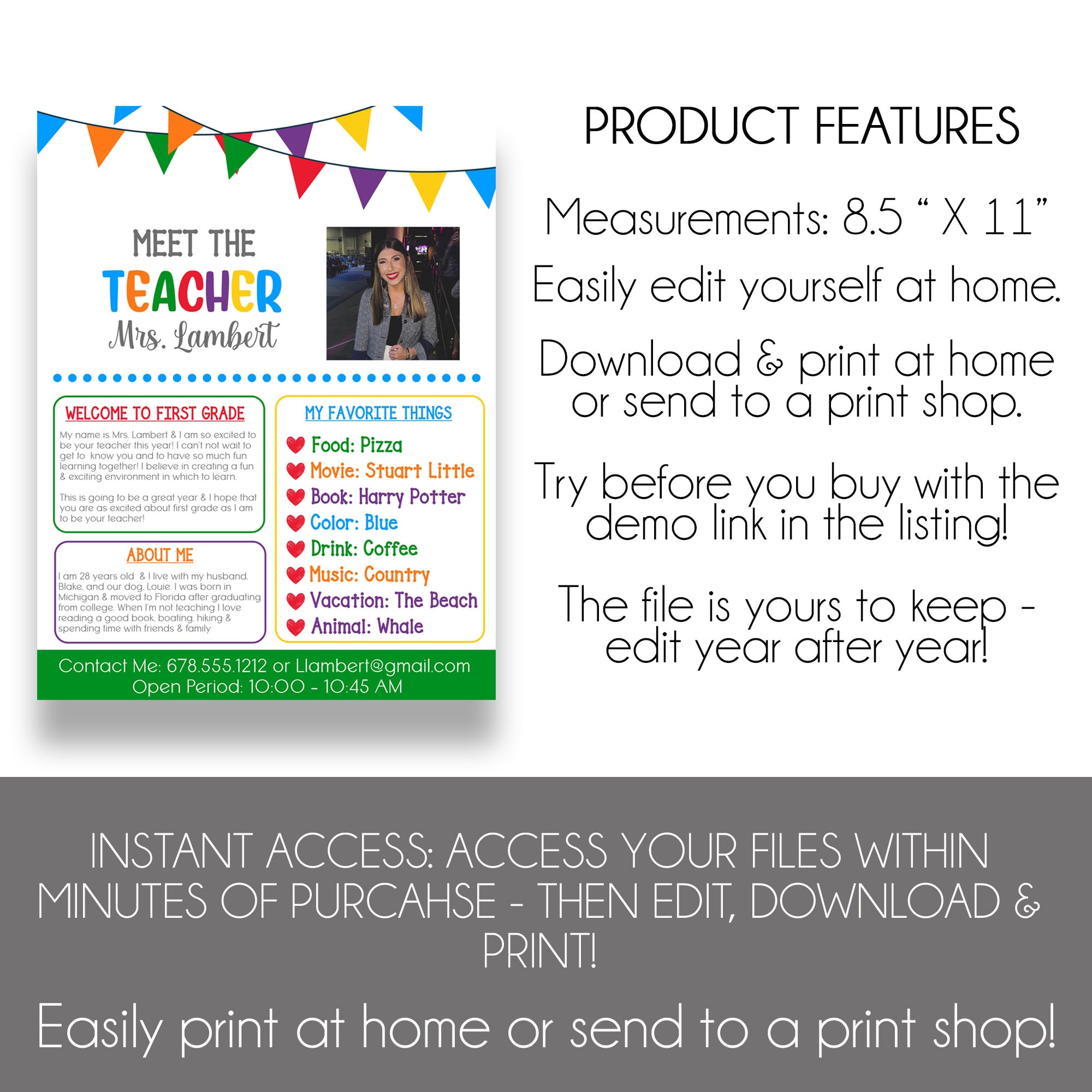 EDITABLE Meet the Teacher Template Bright Meet the Teacher - Etsy