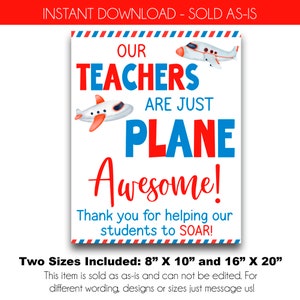 INSTANT DOWNLOAD | Plane Awesome Teacher Appreciation Week Signs ...
