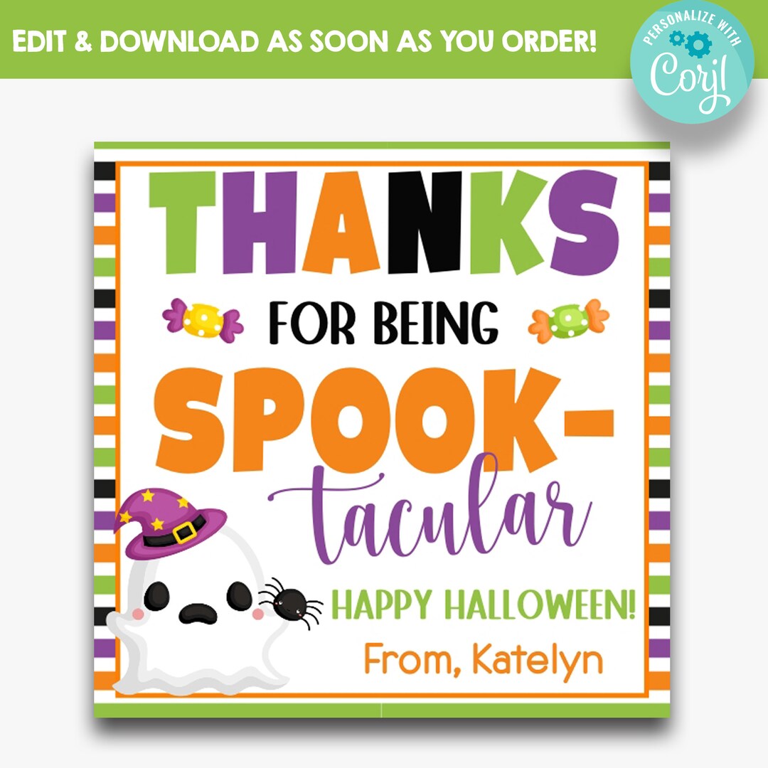 EDITABLE Thank You for Being Spook-tacular Halloween Favor Tags ...