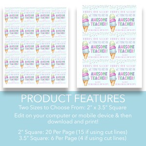 EDITABLE Blue Here's the Scoop Square Ice Cream Appreciation Gift Tags ...