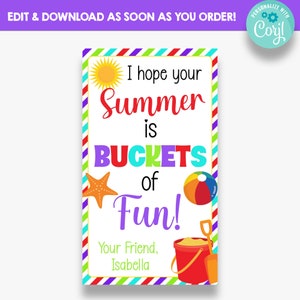 EDITABLE Beach Bucket Gift Tags | Hope Your Summer is Buckets of Fun ...