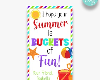 PRINTABLE Hope Your Summer is a BUCKET of Fun Tag Instant - Etsy