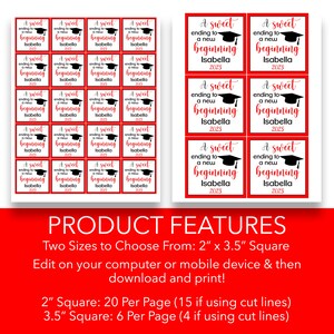 EDITABLE A Sweet Ending to a New Beginning Squre Graduation Favor Tags ...