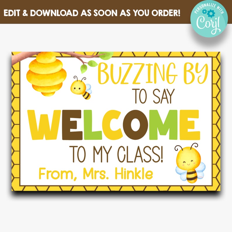 EDITABLE Just Buzzing by to Say Welcome to My Class Postcard | Hello ...