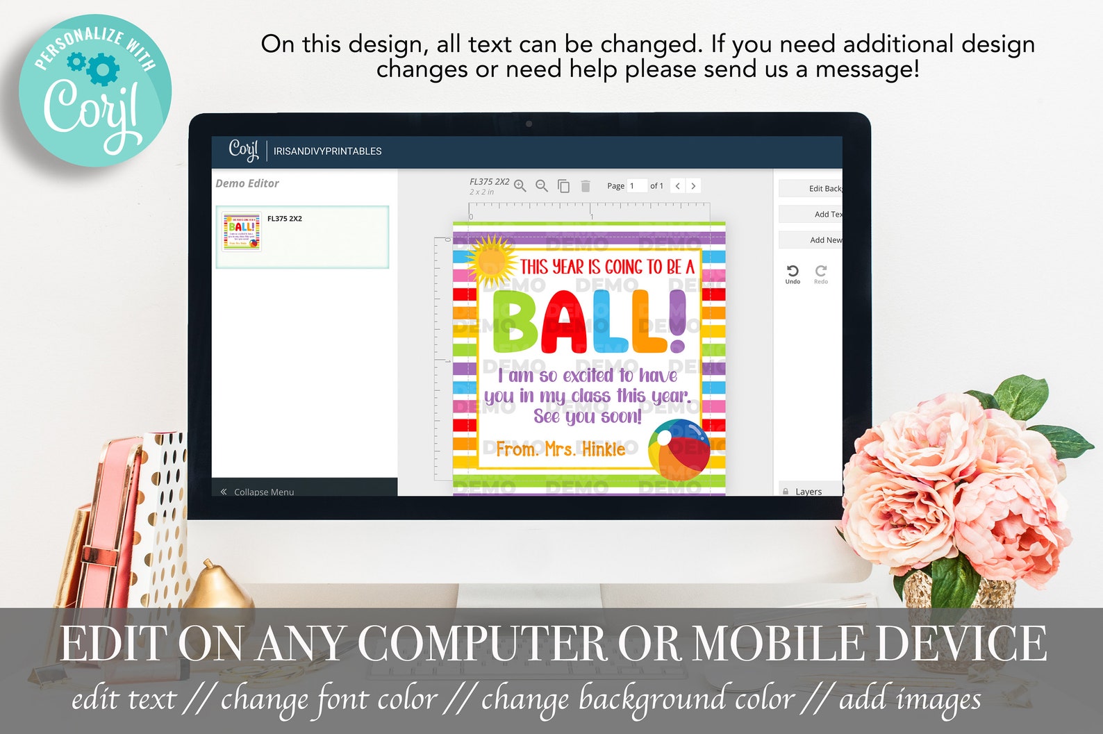 EDITABLE This Year is Going to Be a Ball Back to School Treat Tags ...