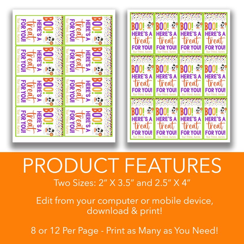 EDITABLE Boo Here's a Treat for You Halloween Treat Bag Tags | Kid's ...