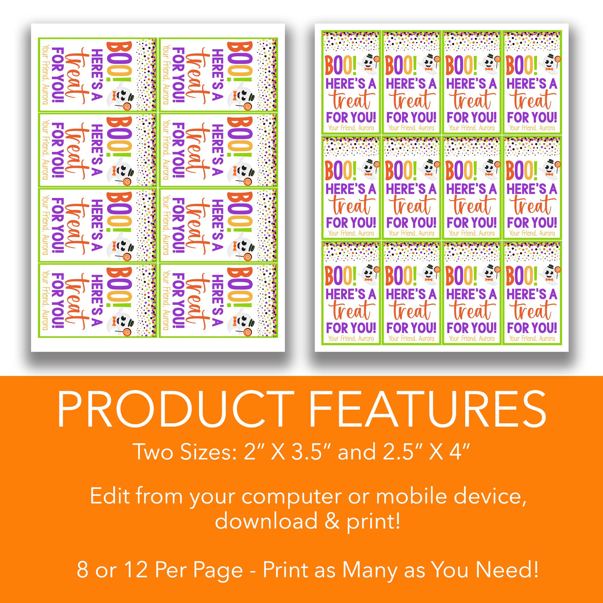 EDITABLE Boo Here's a Treat for You Halloween Treat Bag Tags | Kid's ...