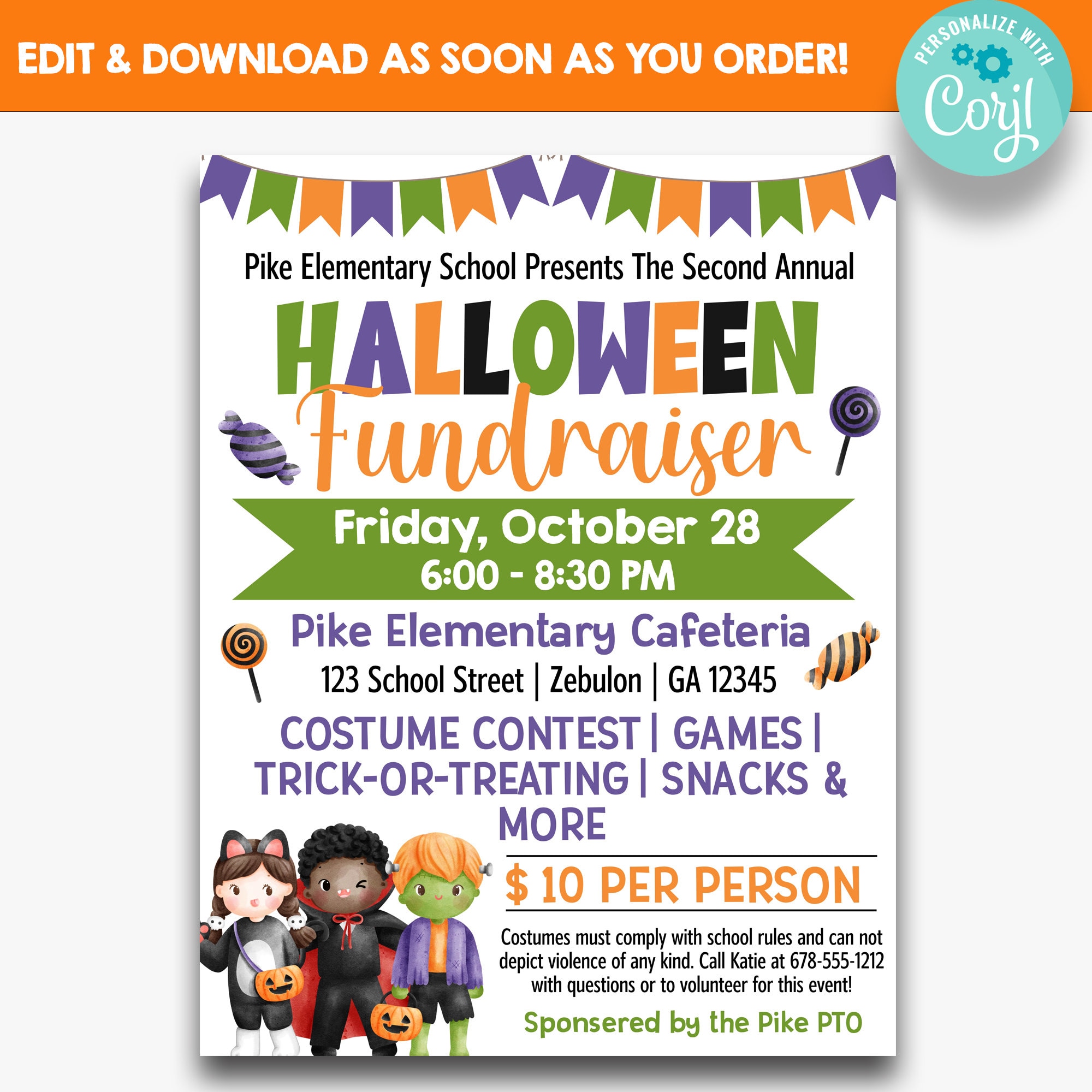 EDITABLE Halloween Fundraiser Flyer Halloween Costume - Etsy