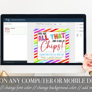 EDITABLE You Are All That & a Bag of Chips Square Gift Tags | Chip ...