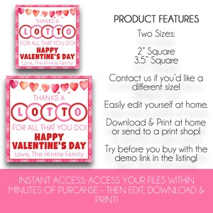 EDITABLE Thanks a Lotto for All You Do Valentine's Day Gift Tags ...