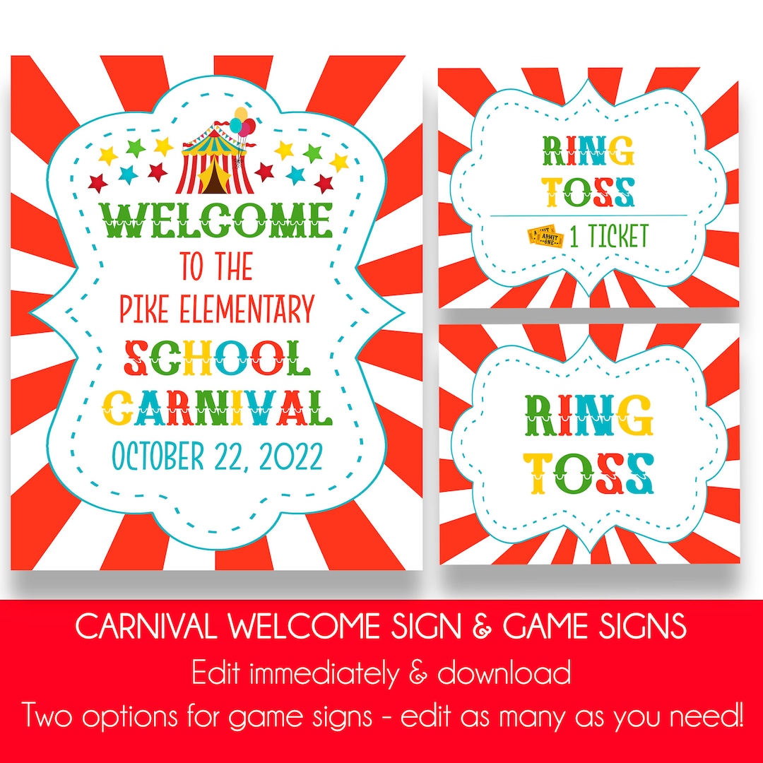 EDITABLE Carnival Welcome Sign Carnival Party Sign Printable Carnival ...