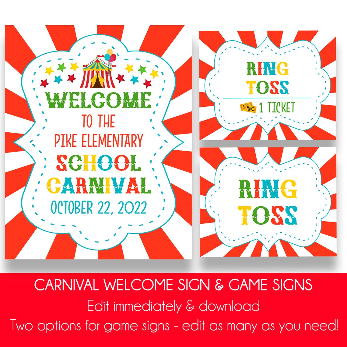 EDITABLE Carnival Welcome Sign | Carnival Party Sign | Printable ...