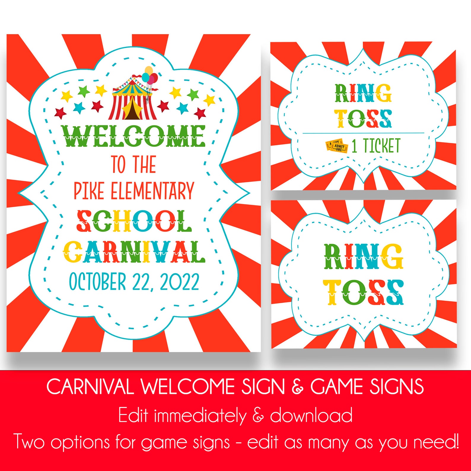EDITABLE Carnival Welcome Sign Carnival Party Sign - Etsy