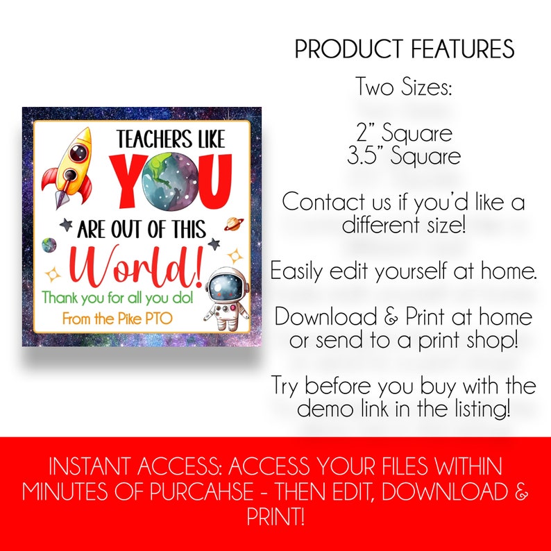 Editable Teachers Like You Are Out of This World Gift Tags | End of ...