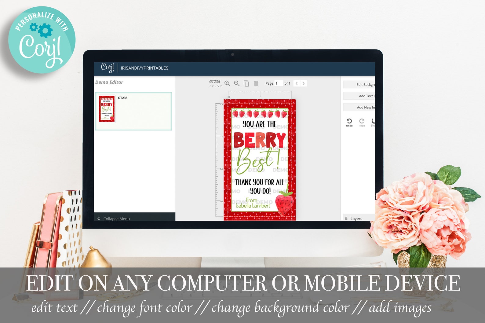 EDITABLE You Are the Berry Best Appreciation Gift Tag - Etsy