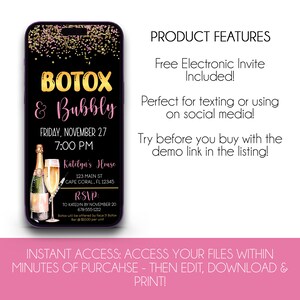 EDITABLE Botox Party Invitation | Botox & Bubbly Invite | Girls Botox ...