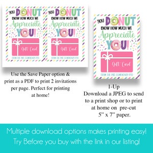 EDITABLE You Donut Know How Much We Appreciate You Gift Card Holder ...