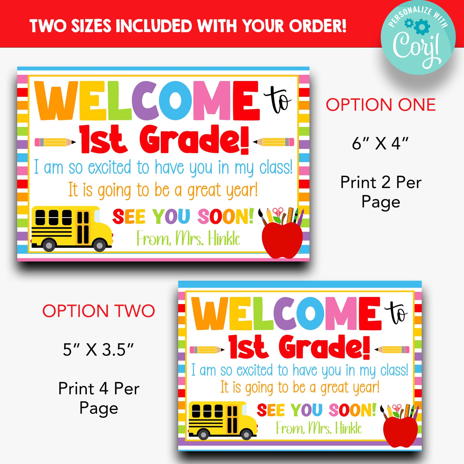 EDITALBLE Welcome Back to School Postcard From Teacher for ANY - Etsy