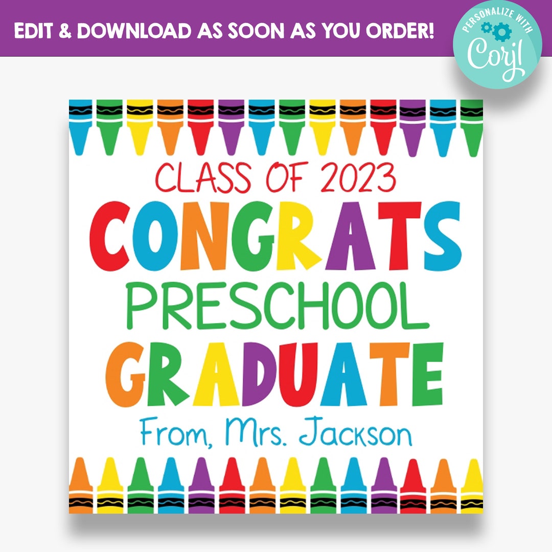 EDITABLE Congrats Preschool Graduate Gift Tag | Preschool Graduation ...