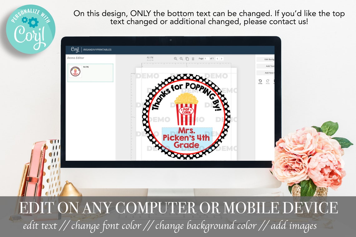 EDITABLE Thanks for Popping by Treat Tags Back to School - Etsy