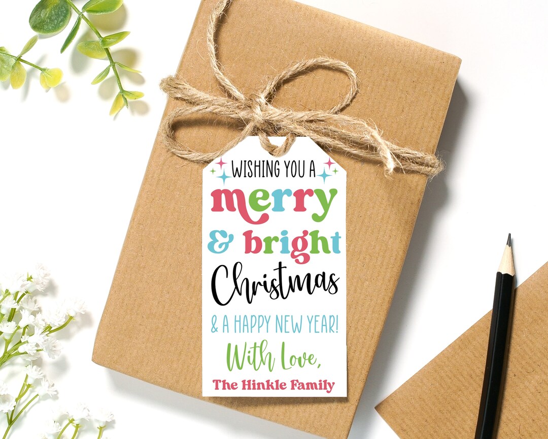 EDITABLE Retro Christmas Gift Tags | Wishing You a Merry and Bright ...