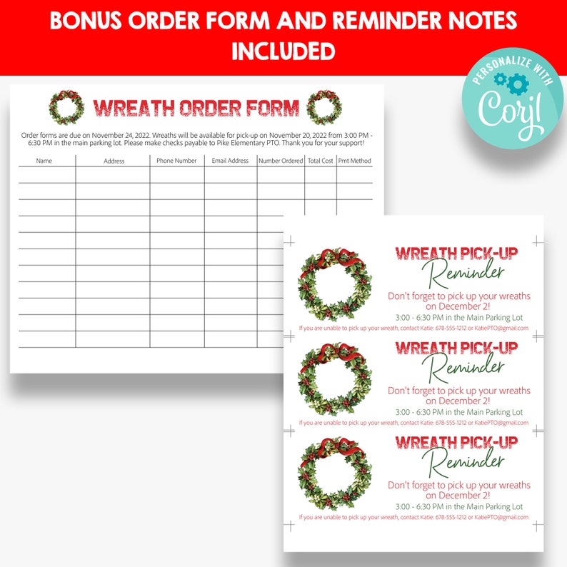 EDITABLE Holiday Wreath Fundraiser Flyer Wreath Sale Flyer - Etsy