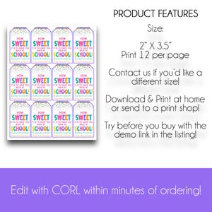 EDITABLE Pastel How Sweet It is to Have You Back at School Treat Bag ...