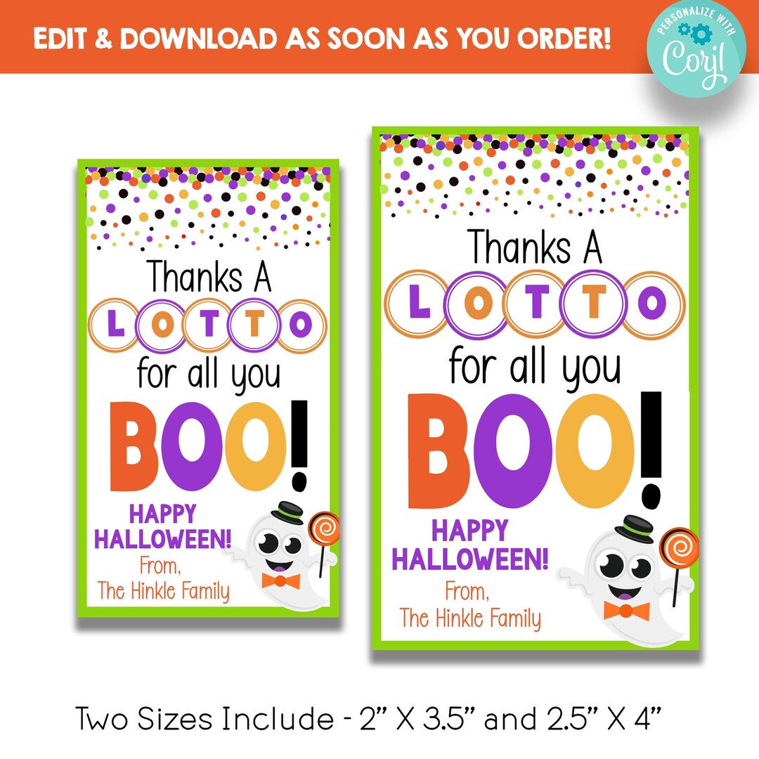 EDITABLE Thanks a Lotto for All You Boo Halloween Appreciation Gift ...