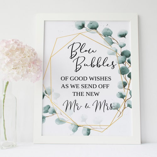 Blow Bubbles Wedding Sign Bubbles Send off Sign Blush - Etsy