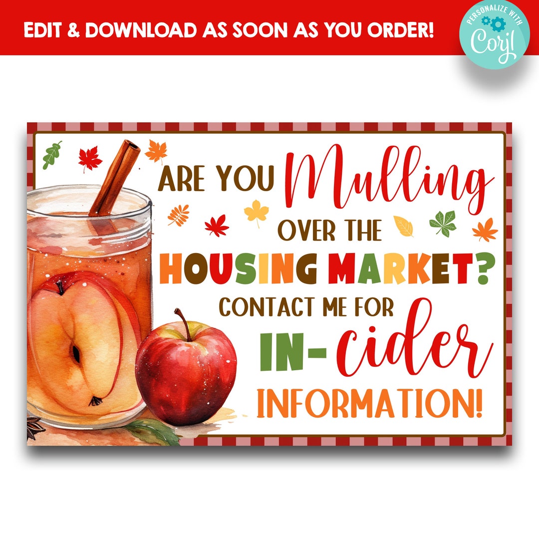 EDITABLE Hot Apple Cider Real Estate Marketing Postcard | Mulling Over ...
