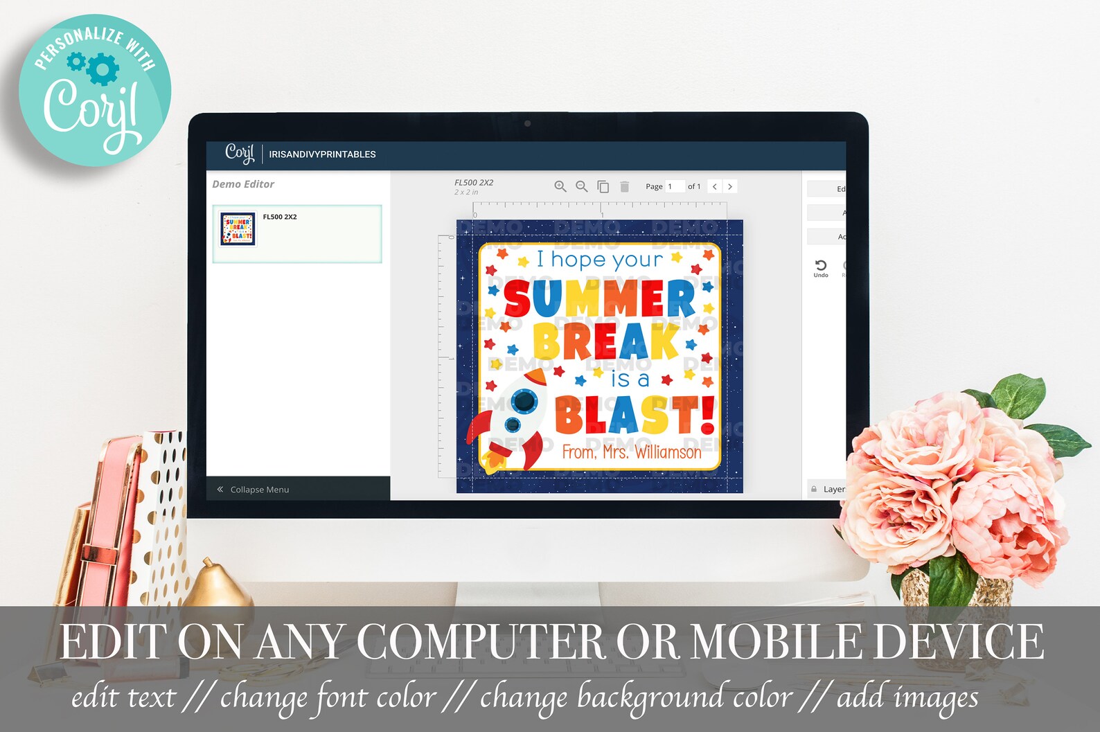 EDITABLE I Hope Your Summer Break is a Blast Rocket Ship Treat Tags ...