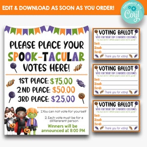 EDITABLE Halloween Costume Contest Voting Sign & Voting Ballots ...