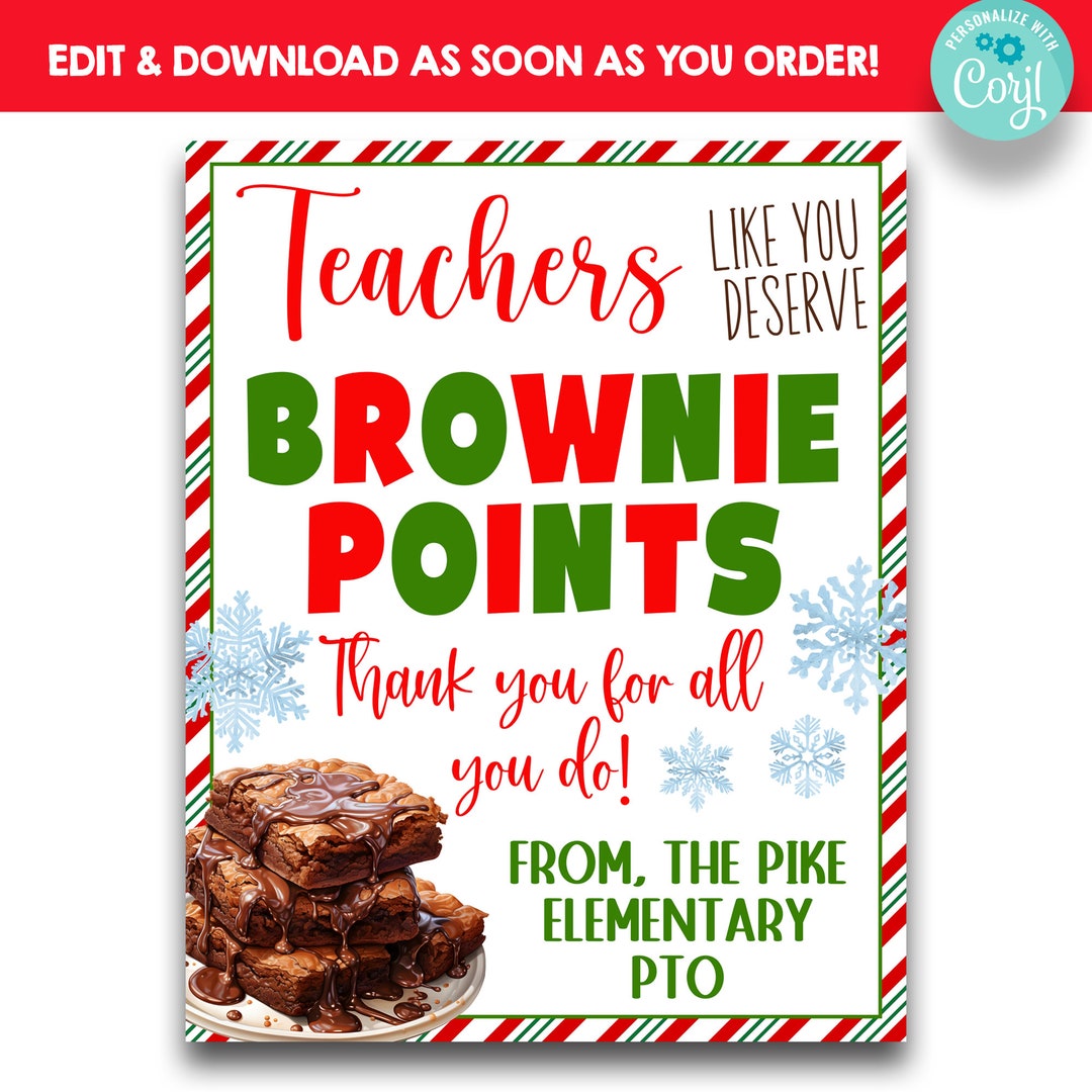 EDITABLE Teachers Like You Deserve Brownie Points Teacher Appreciation ...