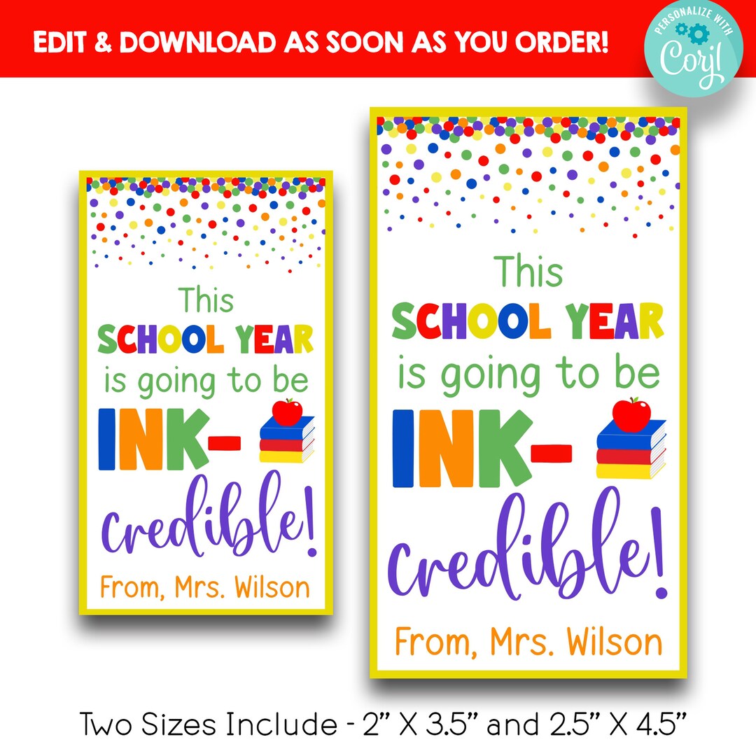 EDITABLE Back to School Ink Pen Treat Tag | This School Year is Going ...