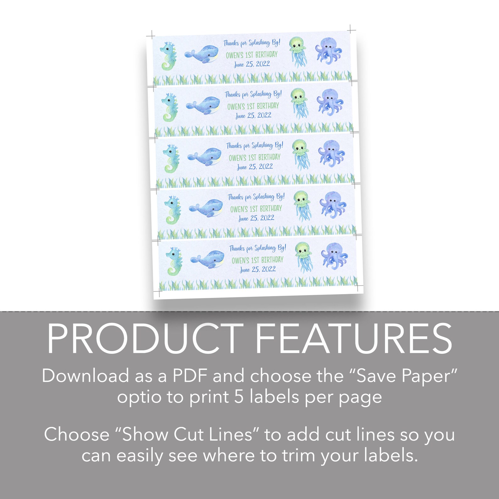 EDITABLE Under the Sea Birthday Water Bottle Labels Thanks - Etsy Canada